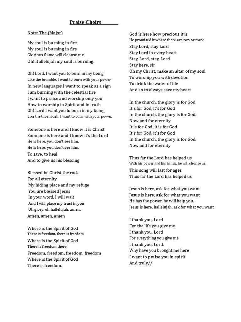 Praise and Worship Choirs Original | PDF | Glory (Religion) | Jesus