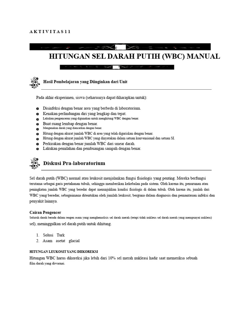 Hitungan WBC Manual di Laboratorium | PDF