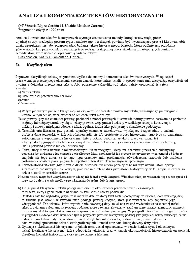 Analiza I Komentarz Tekstu. | PDF