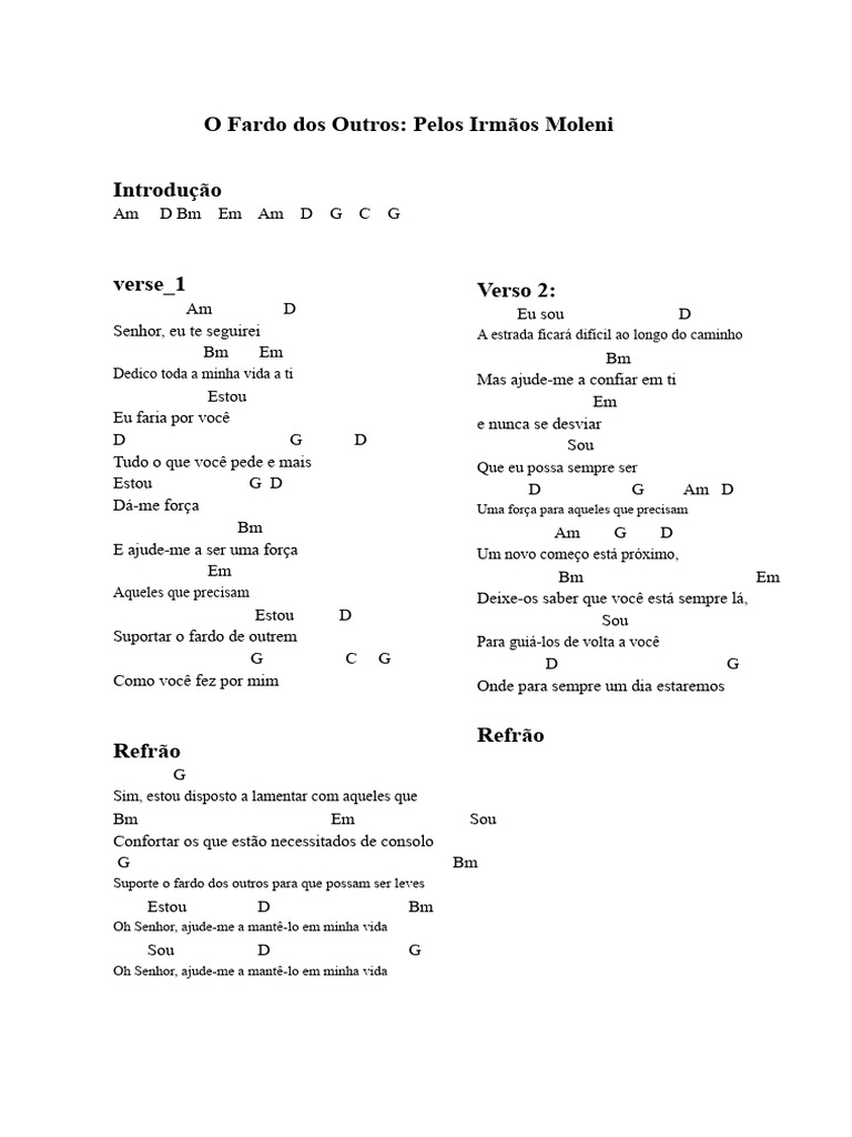 O Fardo dos Outros: Letra e Mensagem | PDF