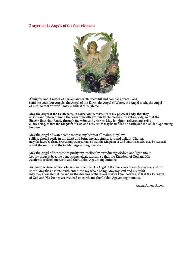 Prayer to the Four Element Angels | PDF