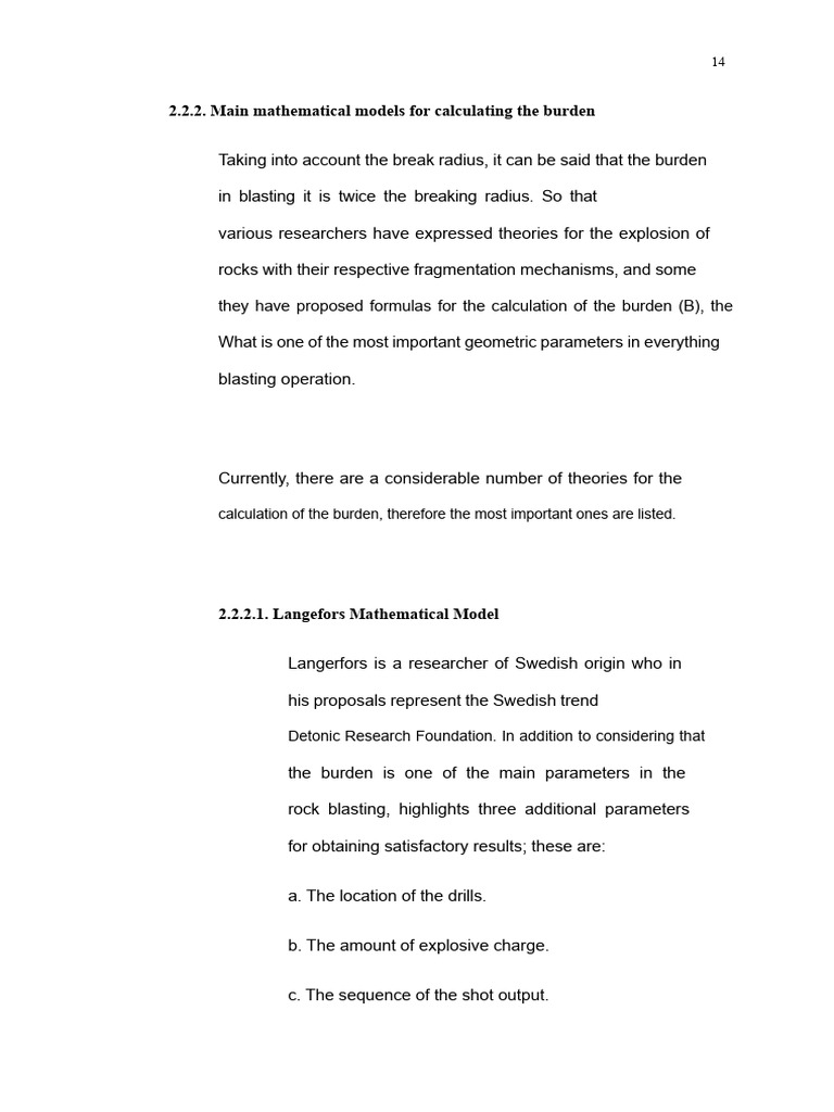 Langefors Mathematical Model | PDF | Mathematical Model
