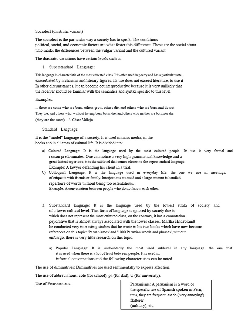 Sociolect, Ideolect, and Technolect. Variants of Language. | PDF ...