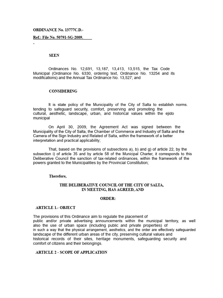 Ordinance 13777 Advertising | PDF | Sidewalk | Advertising