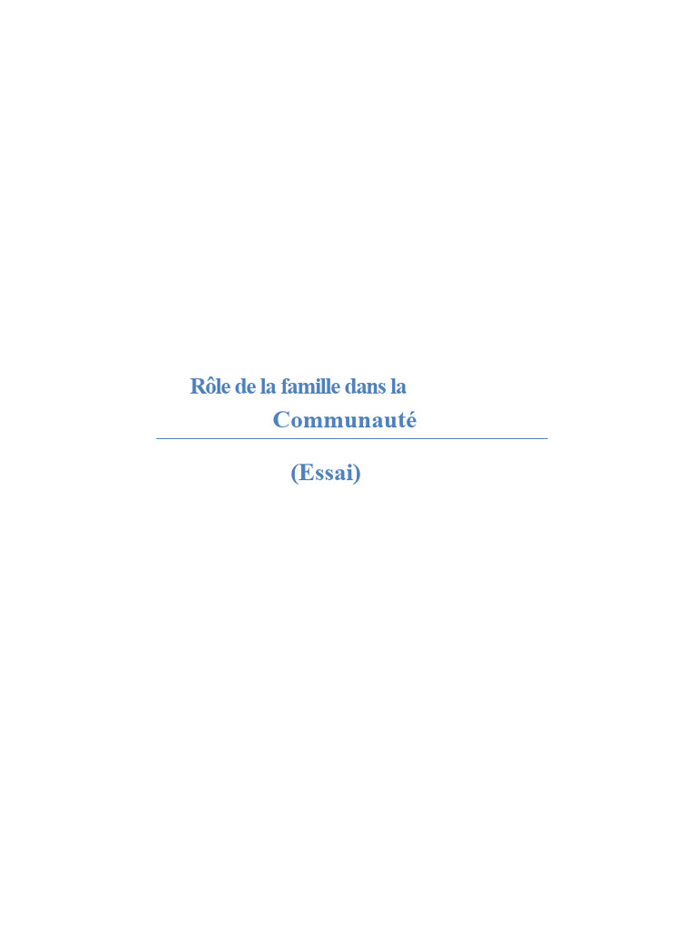 Importance de la famille dans la société | PDF | Socialisation | Communauté