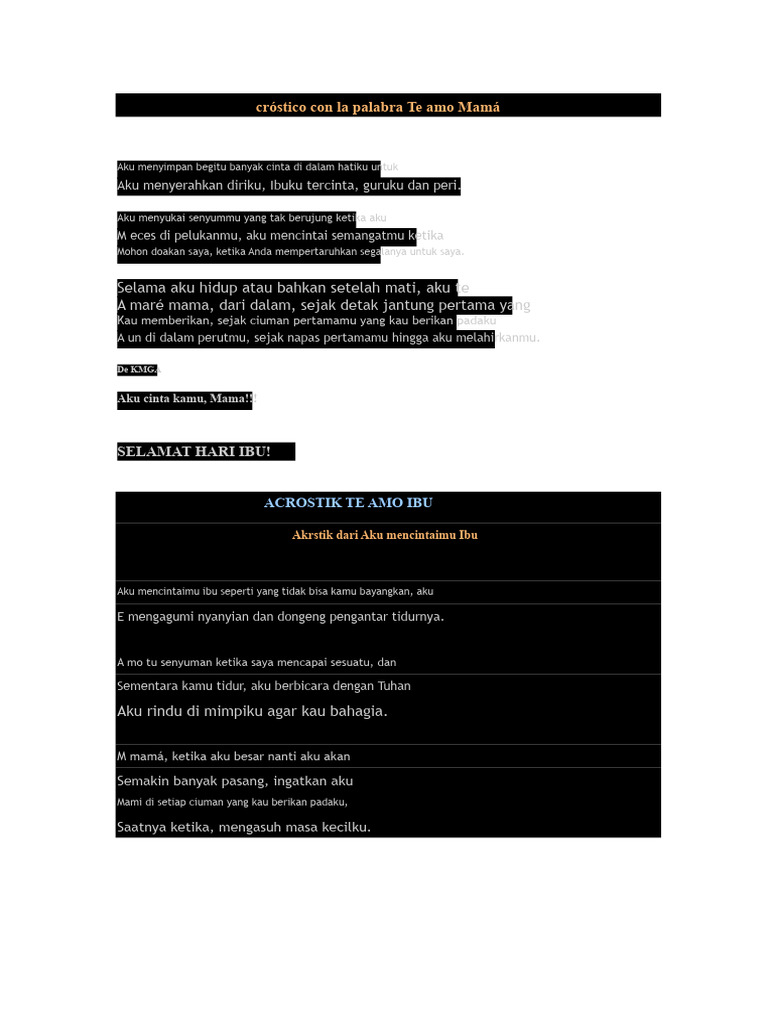 Krustik Dengan Kata Aku Cinta Ibu | PDF
