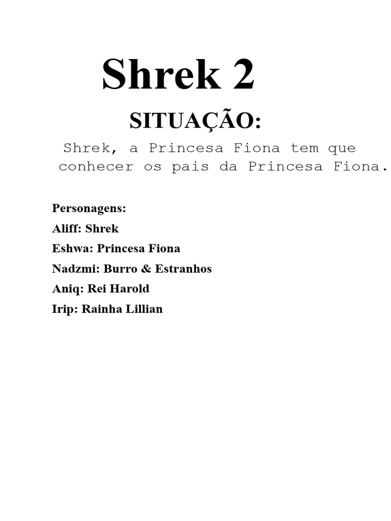 Shrek 2: Encontro com os Pais de Fiona | PDF