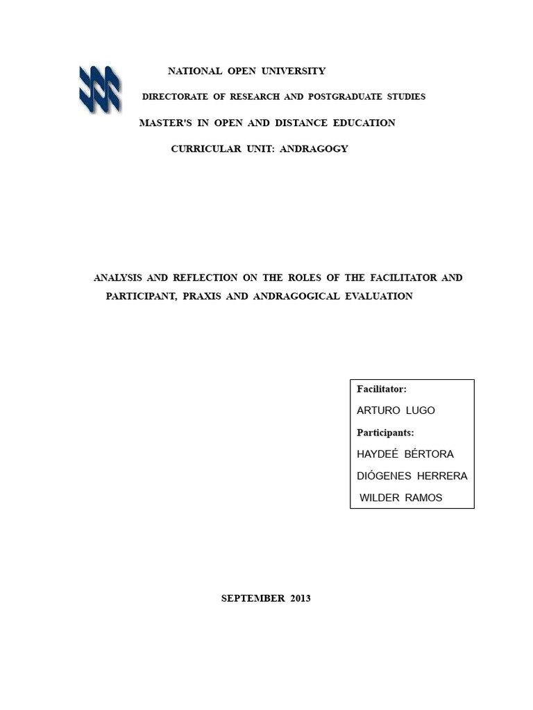 FACILITATOR, PARTICIPANT AND ANDRAGOGICAL PRAXIS Work by Haydee | PDF | Learning | Behavior ...