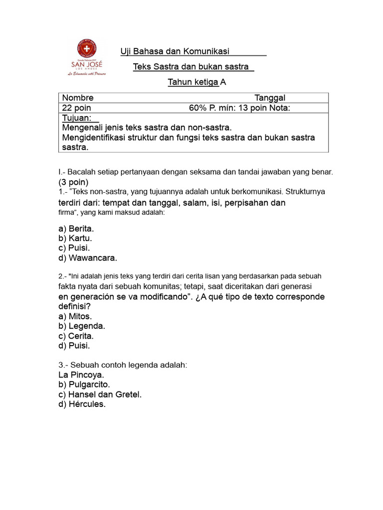 Uji Teks Sastra dan Non-Sastra | PDF