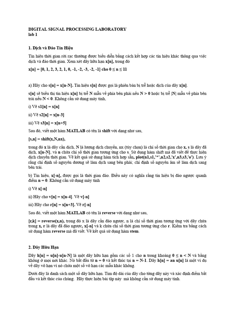 Digital Signal Processing Laboratory 1 | PDF