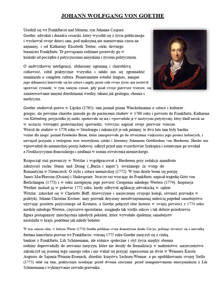 Johann Wolfgang Von Goethe | PDF