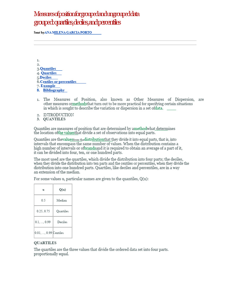 Measures of Position For Grouped and Ungrouped Data | PDF | Quartile | Quantile