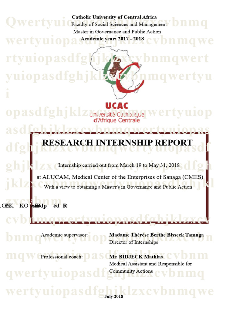 Internship Report Alucam-1 | PDF | Six Sigma | Medical Specialties