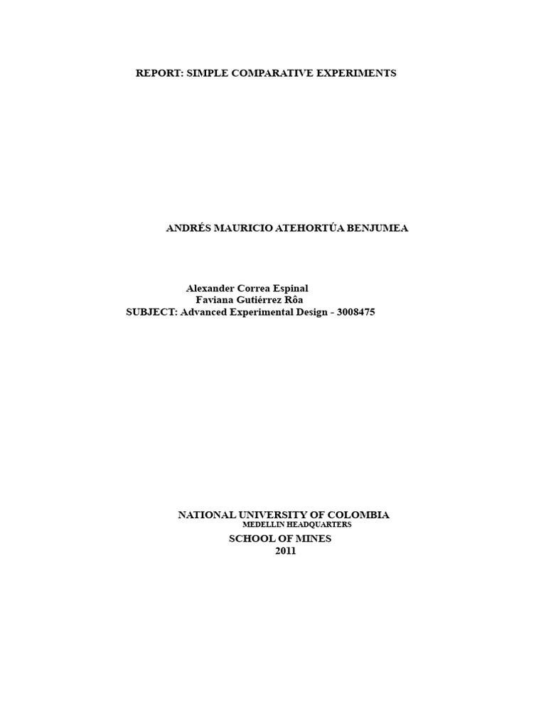 Analyzing Simple Comparative Experiments | PDF | Type I And Type Ii ...