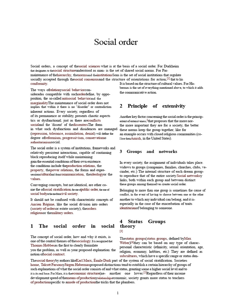 Social Order | PDF | Social Status | Value (Ethics)