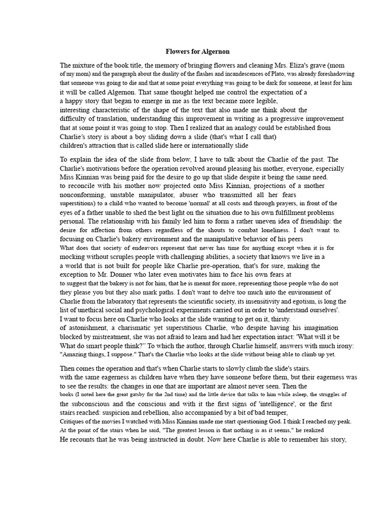 Flowers For Algernon | PDF | Psychological Concepts | Psychology