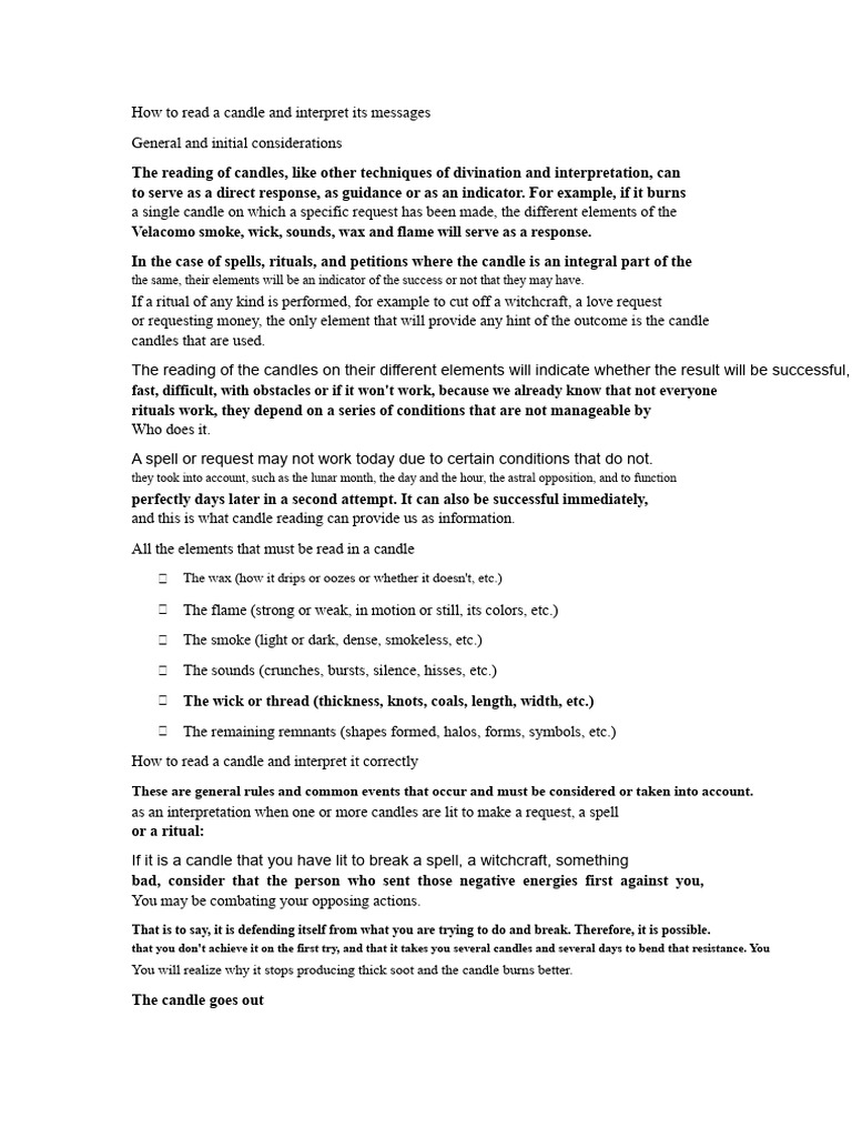 Candle Reading: Interpret Ritual Messages | PDF | Candle | Smoke