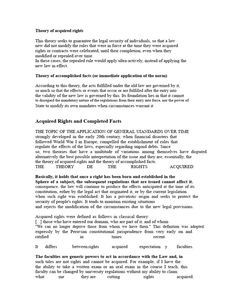 Theory of Acquired Rights and Completed Facts | PDF | Justice | Crime ...