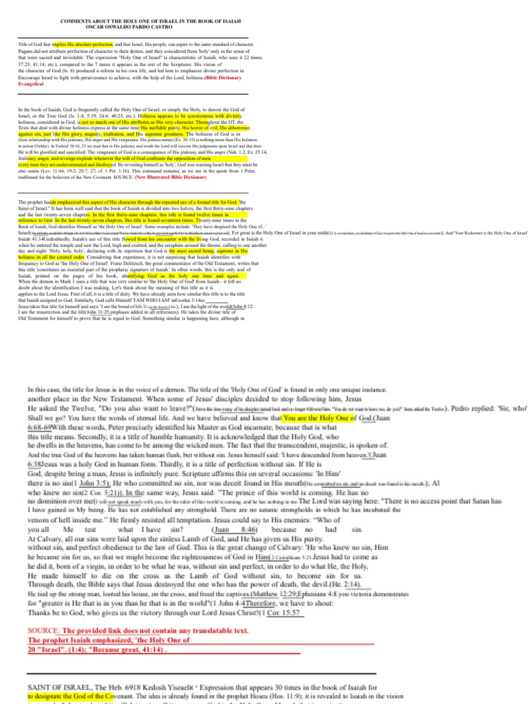 Comments About The Holy One of Israel in The Book of Isaiah | PDF ...