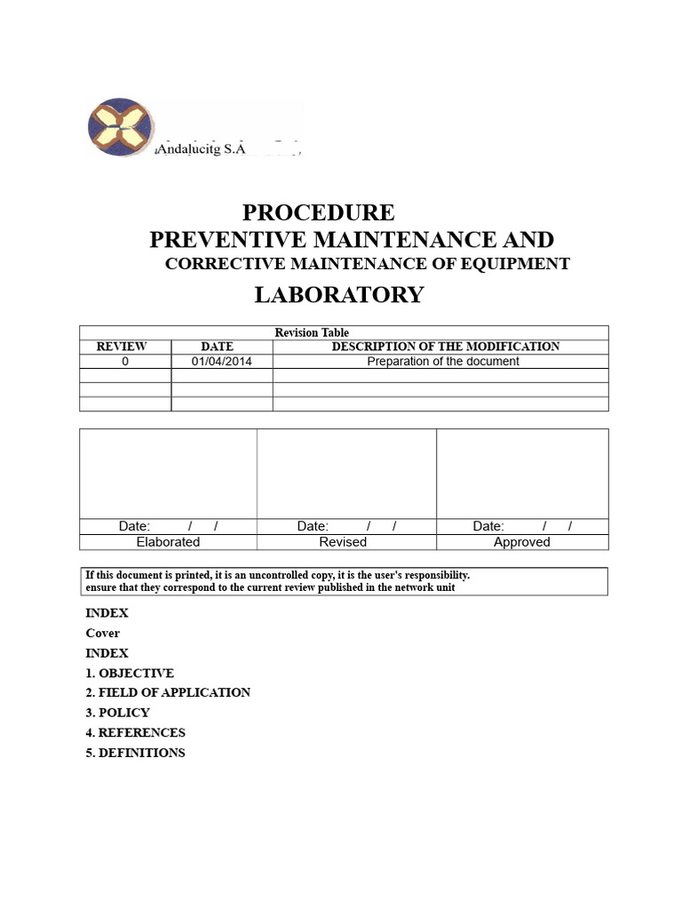Laboratory Equipment Maintenance Procedure | PDF | Regulatory ...