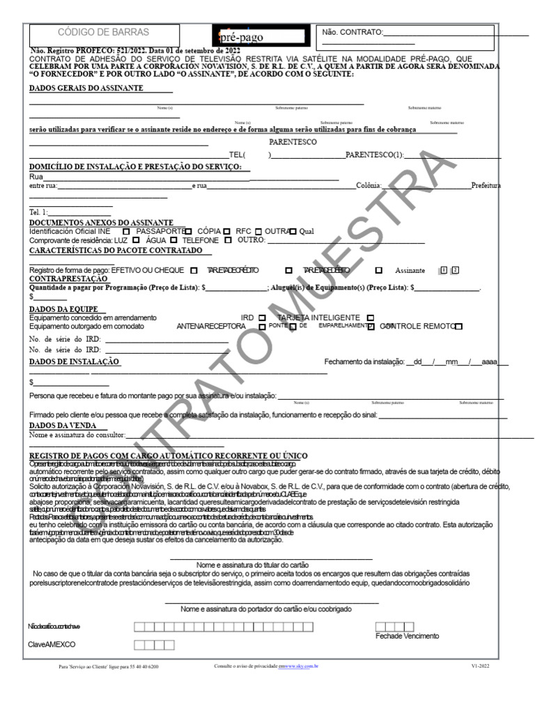 Contrato Sky Prep | PDF | Conta de transação | Crédito