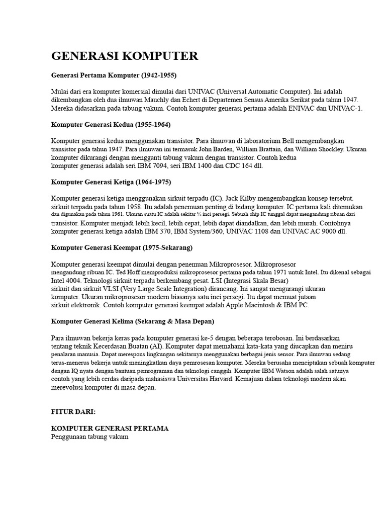 Generasi Komputer | PDF