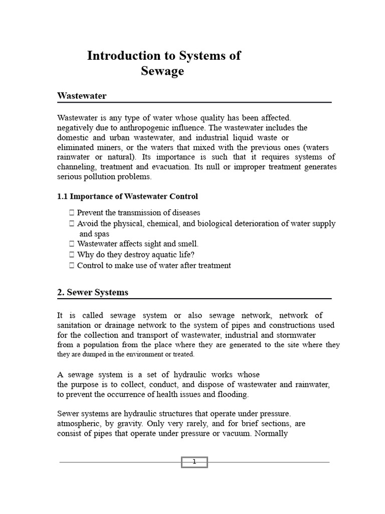 Overview of Sewage Systems and Wastewater | PDF | Sanitary Sewer ...