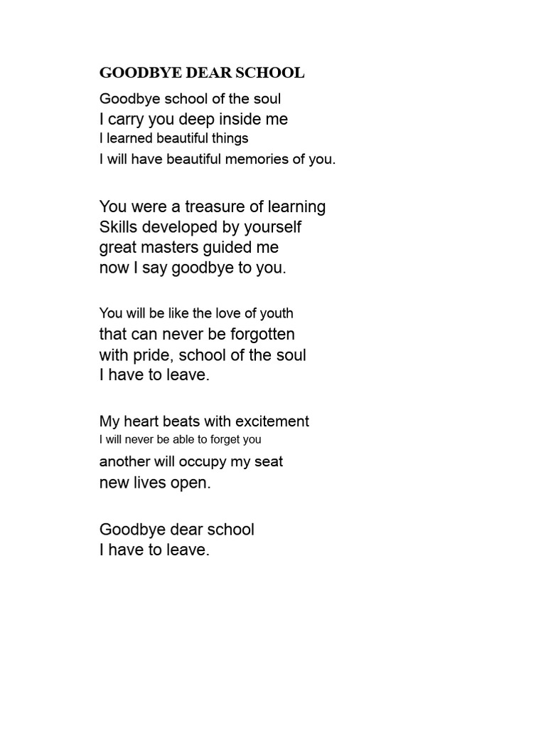 Farewell Poem to My School | PDF