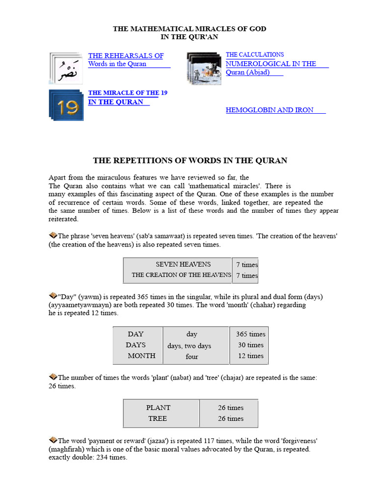 04 - The Mathematical Miracles of God | PDF | Surah | Hemoglobin