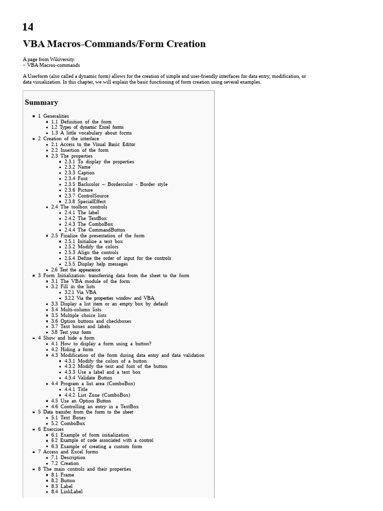 VBA Macros - Creating A Form | PDF | Microsoft Excel | Visual Basic For Applications