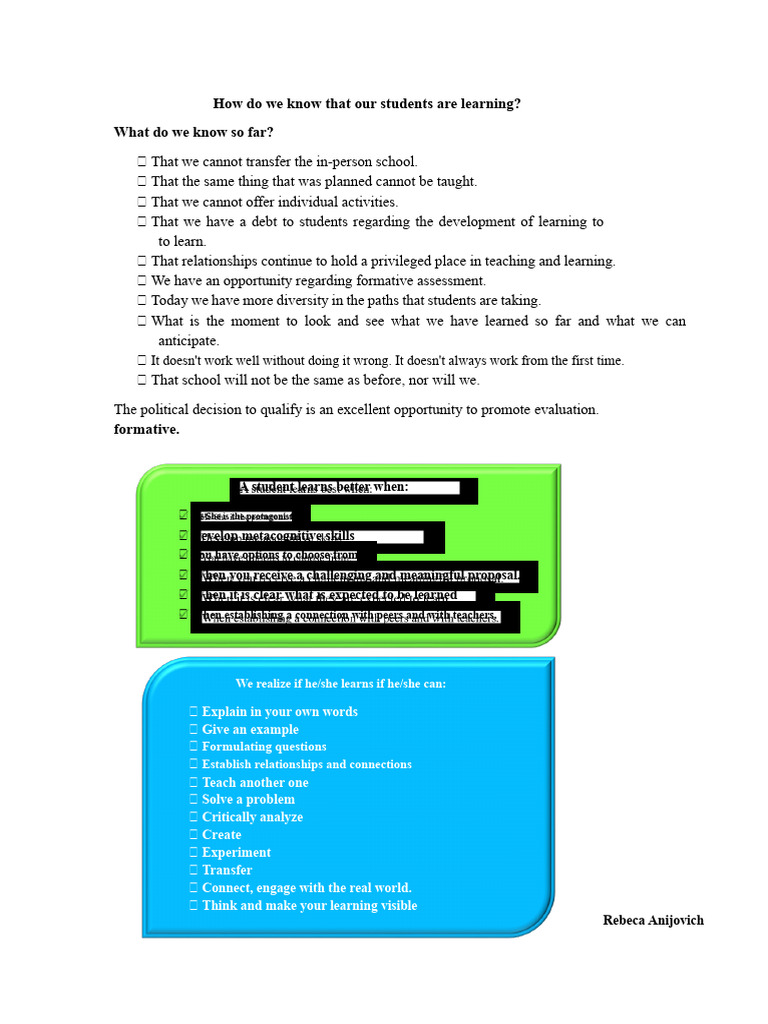 How Do We Know That Our Students Are Learning? | PDF | Educational ...