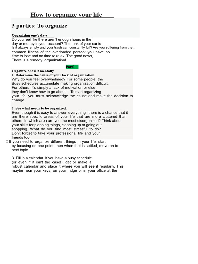 How To Organize Your Life | PDF | Procrastination | Professional Skills