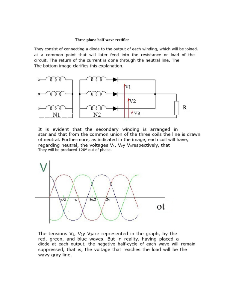 Three-Phase Half-Wave and Full-Wave Rectifier | PDF | Rectifier | Power Engineering