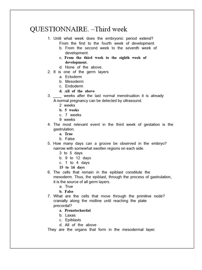 Questionnaire - Third Week | PDF