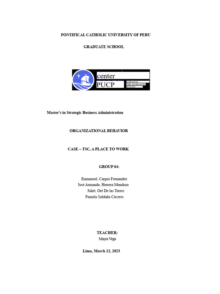 Diagnosis and Recommendations TSC Case | PDF | Leadership | Motivational