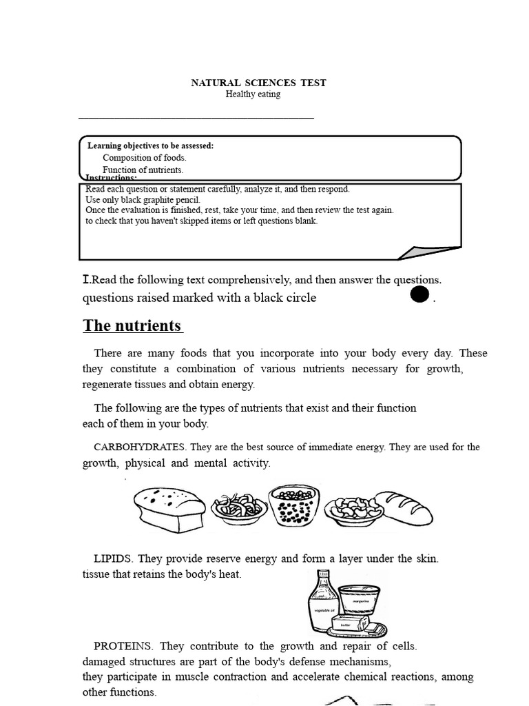 Healthy Eating Unit Test | PDF | Foods | Nutrients