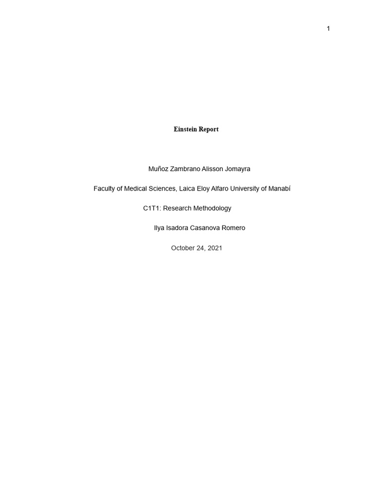 Einstein Report | PDF | Theory Of Relativity | Albert Einstein