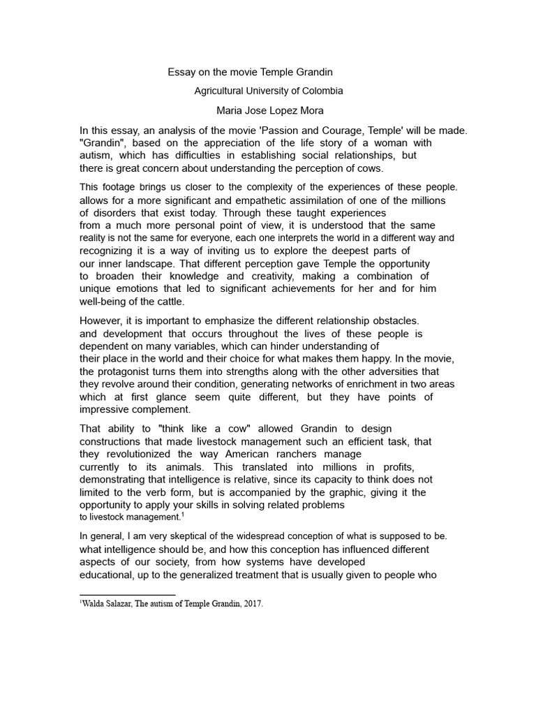 Essay About The Movie Temple Grandin Referenced | PDF | Intelligence ...