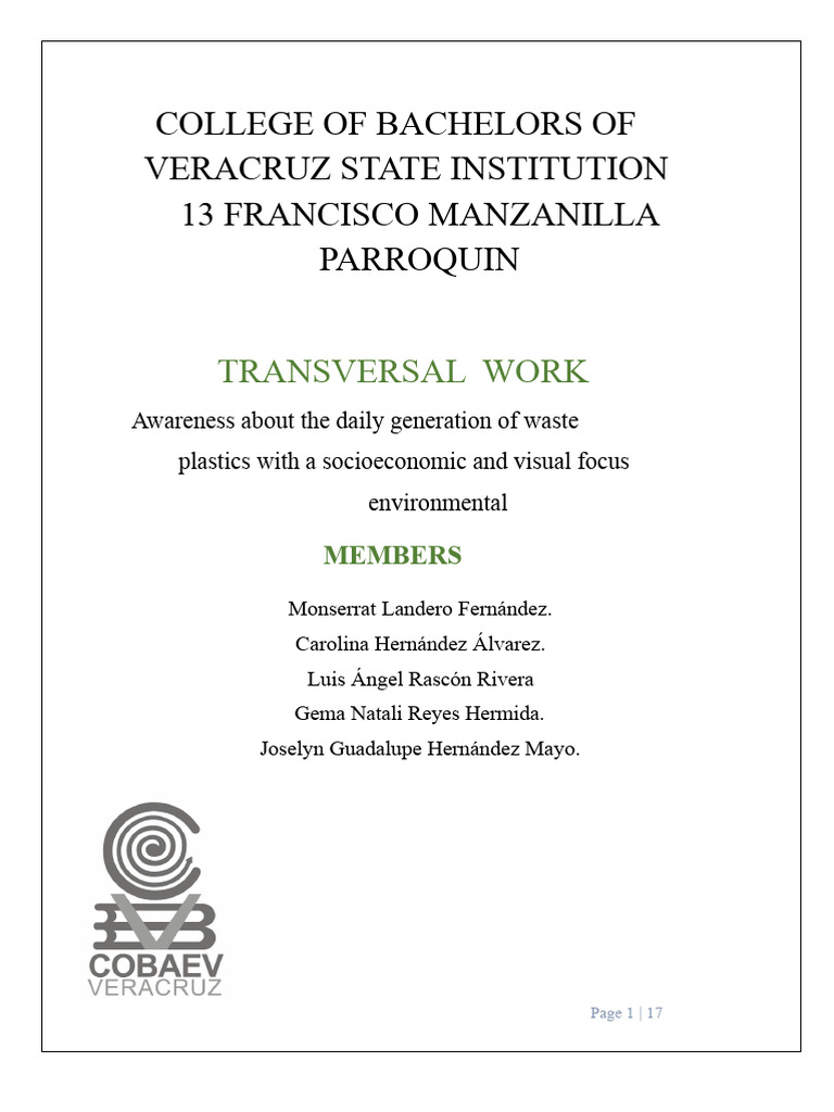 Transversal Project | PDF | Recycling | Plastic