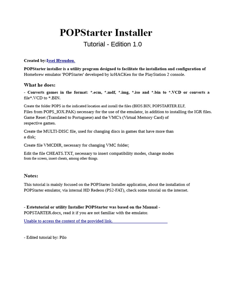 POPStarter Installer Guide for PS2 | PDF | Computer File | Filename
