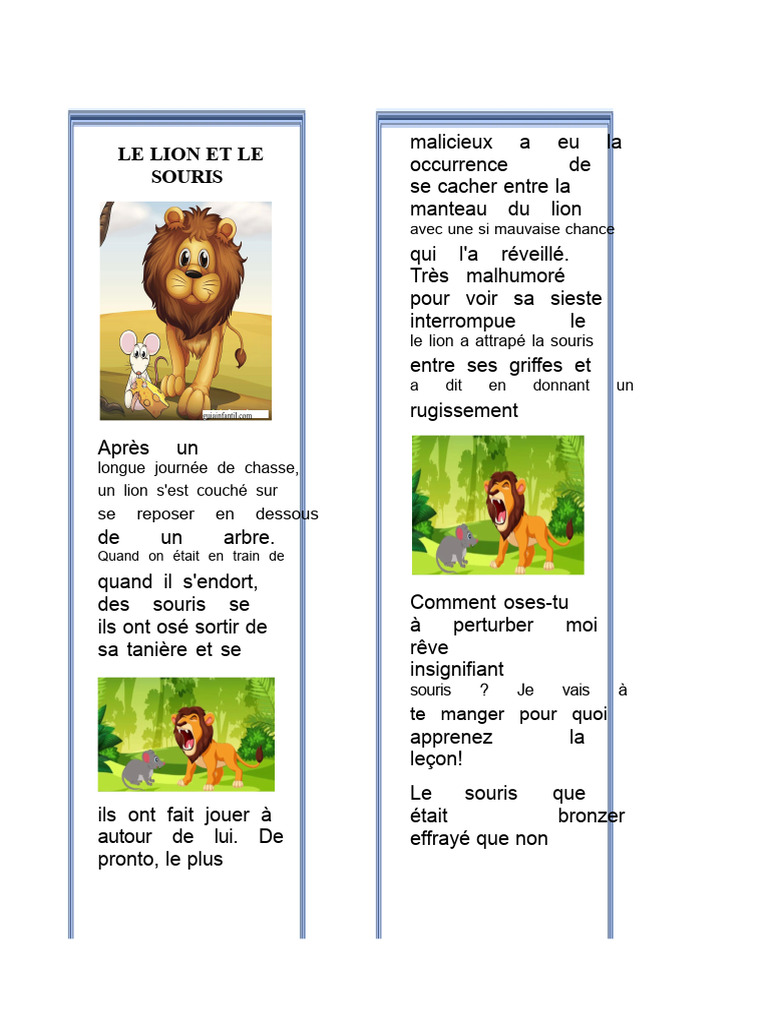 Le Lion et la Souris : Une Amitié Inattendue | PDF | Lion