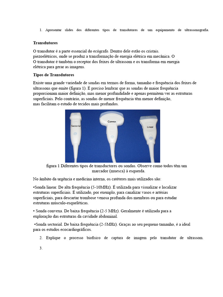 Tipos de Transdutores de Ultrassom | PDF