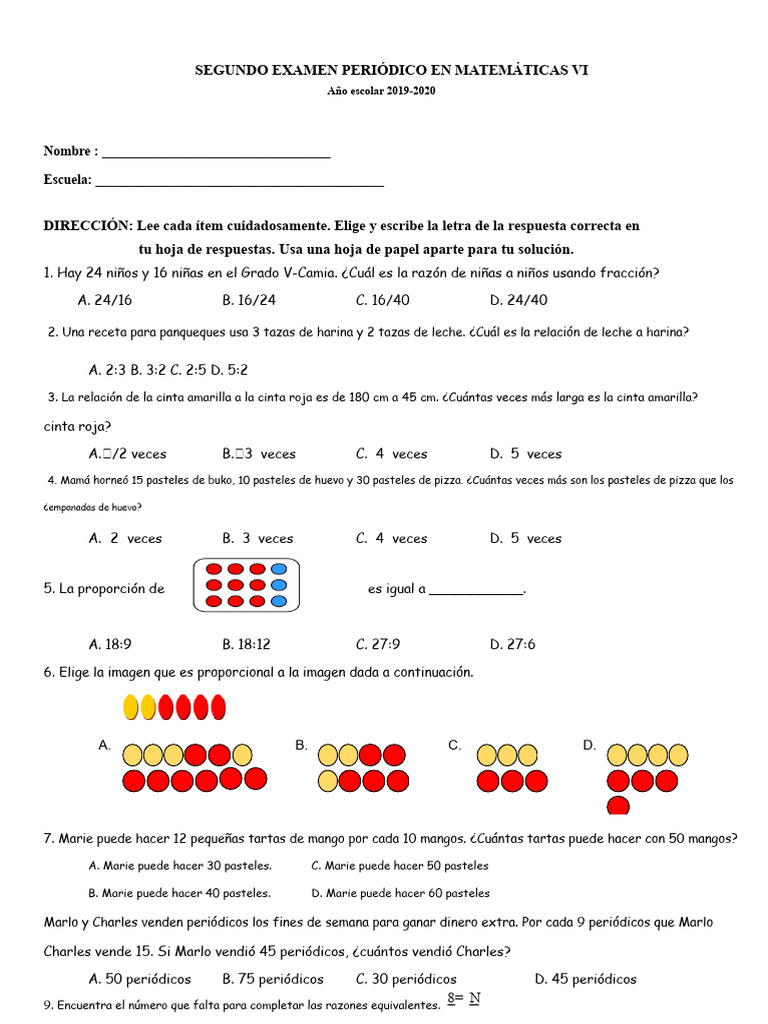 PT - Matemáticas 6 - Con Tos | PDF | Exponenciación | Porcentaje
