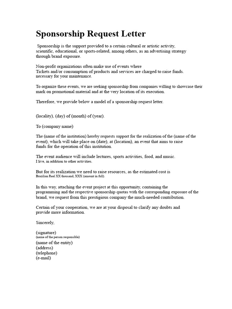 Sponsorship Request Letter Template | PDF