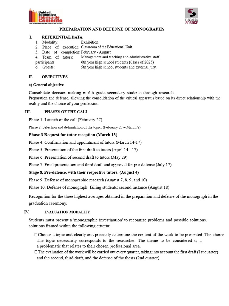 Preparation and Defense of Monographs 2023 | PDF | Thesis | Bibliography