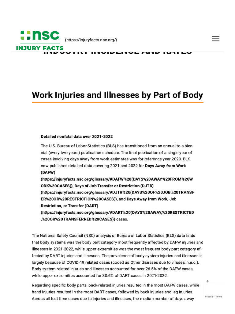 Body Part Injury Trends 2021-2022 | PDF | Bureau Of Labor Statistics ...