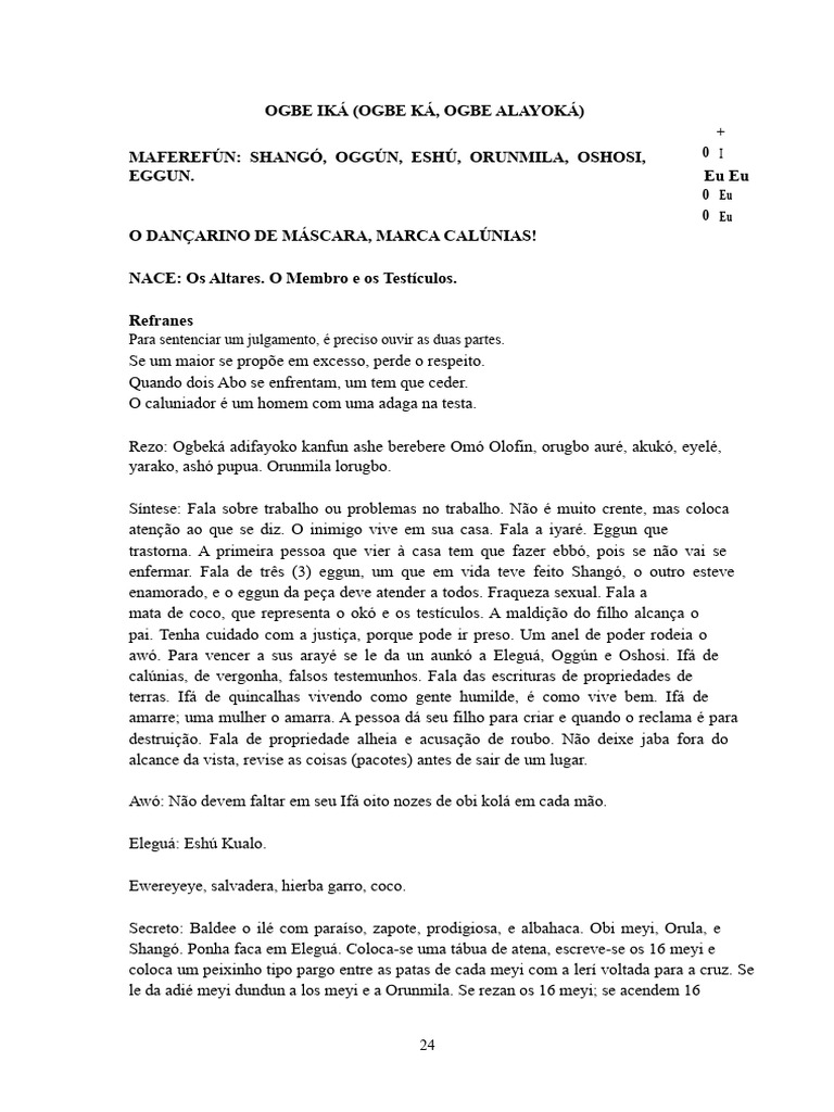Ogbé Iká: Ifá, Justiça e Calúnias | PDF | Crença e doutrina religiosa ...