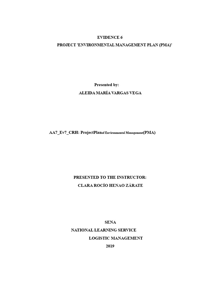 Environmental Management Plan (Pma) Postobon S.A. Colombia | PDF ...