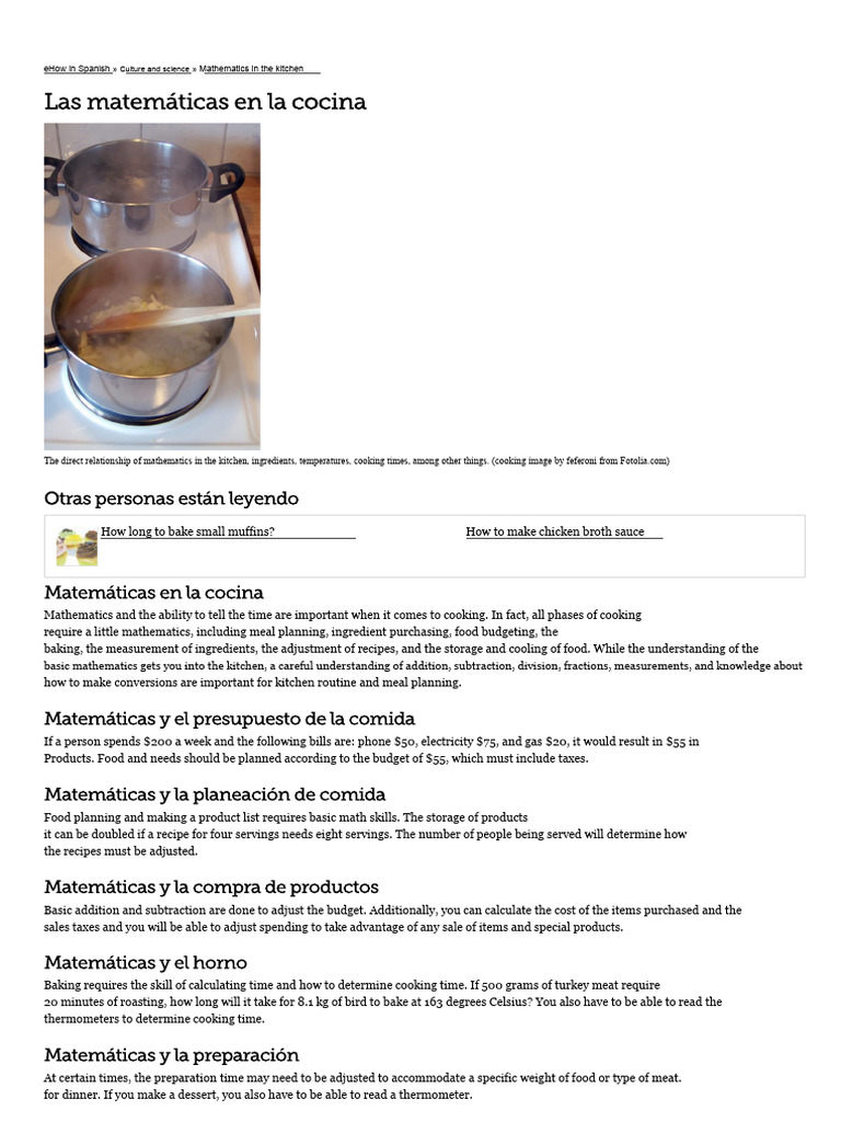 Mathematics in The Kitchen | PDF | Cooking | Baking