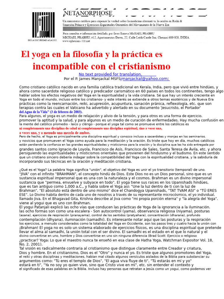 Nueva Era - Fr. James Manjackal | PDF | Yoga | Oración